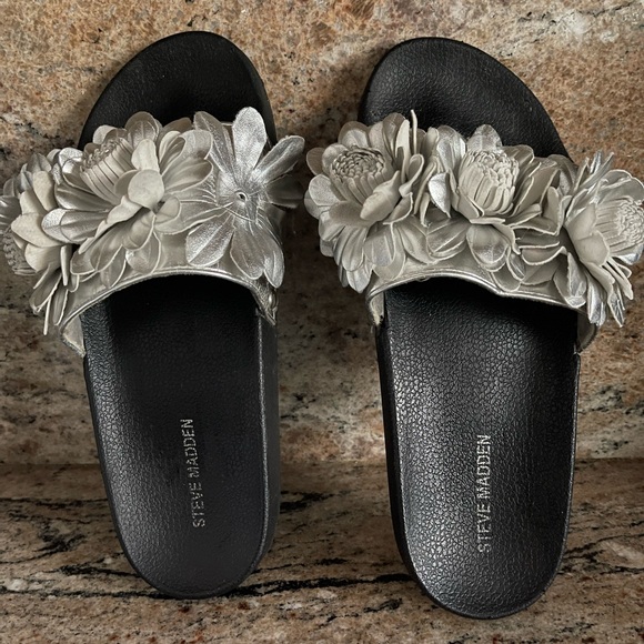 Steve Madden | Other | Steve Madden Silver Color Slip Ons | Poshmark